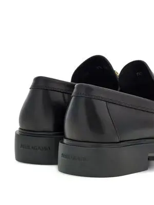 FERRAGAMO Gancini-plaque Leather Loafers - Black