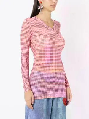 AMIR SLAMA Gingham-check Pattern Top
