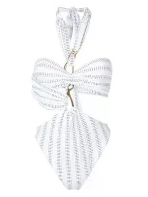 AMIR SLAMA Asymmetric Halter-neck Swimsuit - White