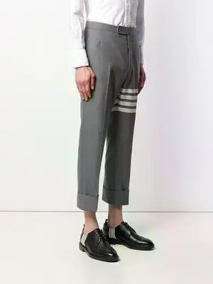 Thom Browne 4-bar Striped Wool Trousers - Grey