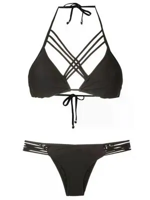 AMIR SLAMA Crossover-strap Bikini Set - Black