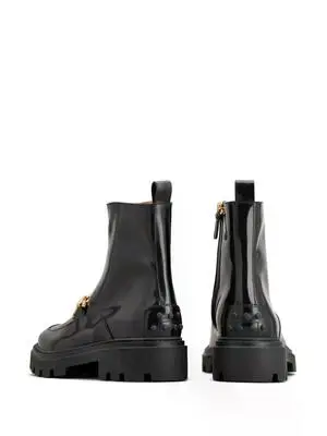 TOD'S Logo-plaque Leather Ankle Boots - Black