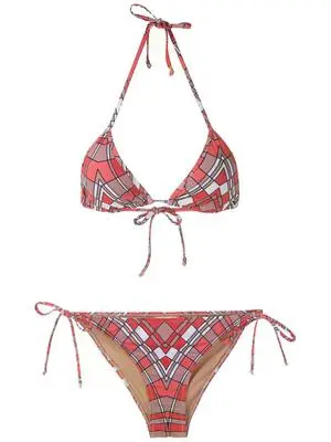 AMIR SLAMA Printed Triangle Bikini Set - Red