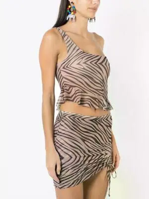 AMIR SLAMA Animal-print One-shoulder Top