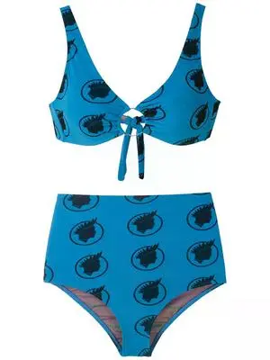 AMIR SLAMA Ndio Print High Waisted Bikini Set - Blue