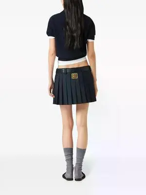 Miu Miu Pleated Wool Miniskirt