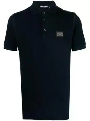 Dolce & Gabbana Dg Essentials Cotton Piqué Polo Shirt - Blue