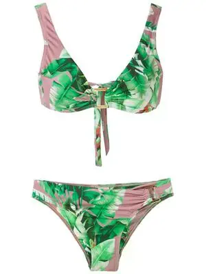 AMIR SLAMA Floral Print Bikini Set - Green