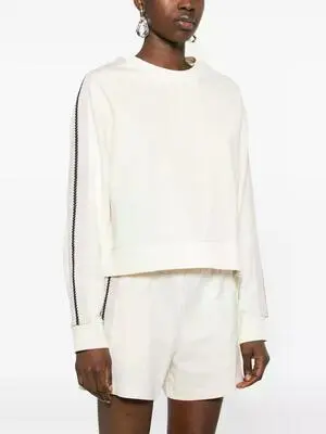 Moncler Crewneck Sweatshirt With Ribbed Trim - Neutrals