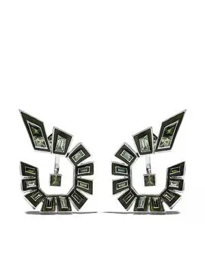 Stephen Webster 18kt White Gold Dynamite Diamond And Enamel Hoop Earrings - Silver