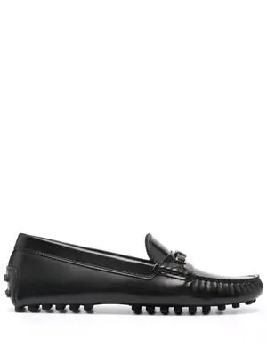 TOD'S Moc-stitching Leather Insole Loafers - Black