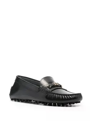 TOD'S Moc-stitching Leather Insole Loafers - Black