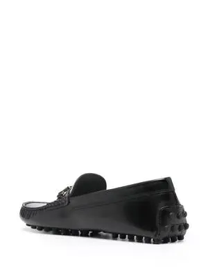 TOD'S Moc-stitching Leather Insole Loafers - Black