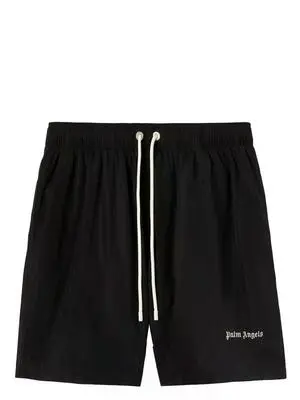 Palm Angels Logo-embroidered Swim Shorts - Black