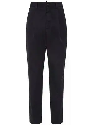 Dsquared2 Pleated Tapered Cotton Twill Trousers - Black