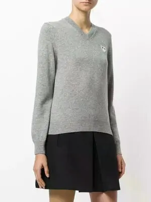 Play Comme Des Garcon V-neck Pullover - Grey