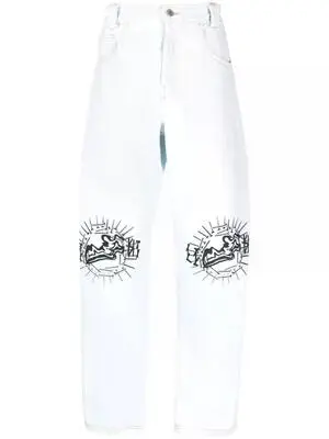 44 LABEL GROUP Graphic-print Straight-leg Jeans - Blue