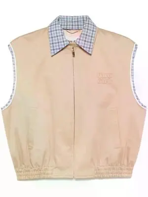 Miu Miu Logo-embroidered Gilet - Neutrals