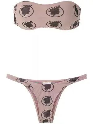 AMIR SLAMA Ndio Print Bikini Set - Neutrals
