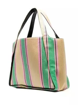 Stella McCartney Stripe-print Raffia Tote Bag - Neutrals