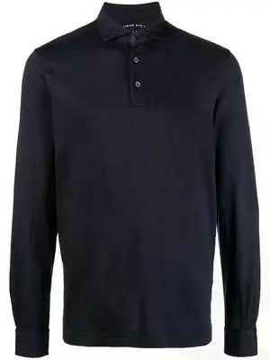 Fedeli Long-sleeved Polo Shirt - Blue