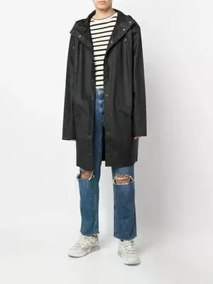 Rains Drawstring Hood Raincoat - Black