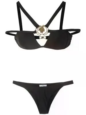 AMIR SLAMA Metallic Embellishment Bikini Set - Black