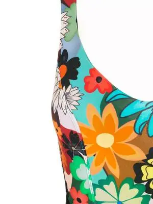 AMIR SLAMA Floral-print Open Back Swimsuit