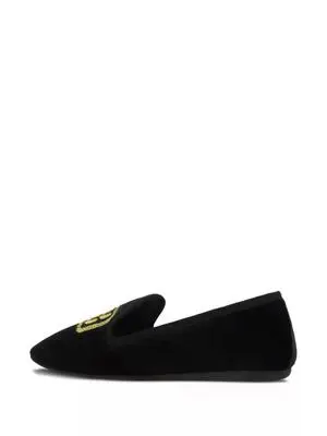 Miu Miu Embroidered-logo Velvet Slippers