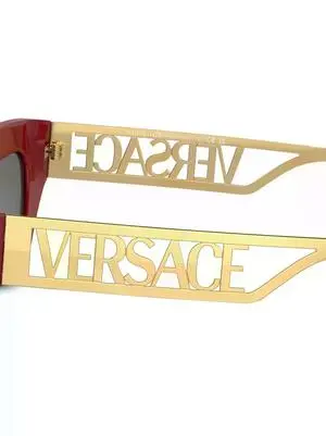 Versace Logo-embossed Square-frame Sunglasses - Red
