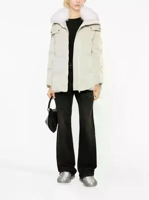 YVES SALOMON Hooded Zip-up Quilted Down Coat
