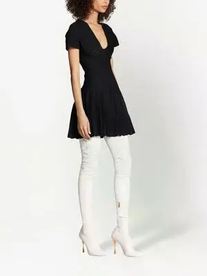Balmain Pleated Mesh Mini Dress