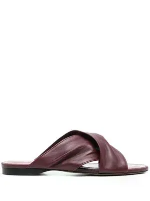 Paris Texas Leather Slides - Red