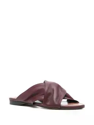 Paris Texas Leather Slides - Red