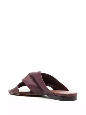 Paris Texas Leather Slides - Red