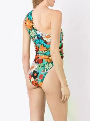AMIR SLAMA Floral-print One-shoulder Swimsuit