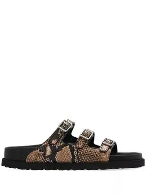 BIRKENSTOCK Florida Snakeskin Slides - Neutrals