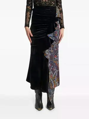 Etro Asymmetric Paisley-print Midi Skirt