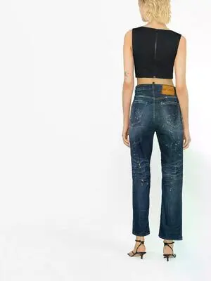 Dsquared2 Paint-splatter Straight-leg Jeans