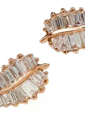 ANITA KO 18k Rose Palm Leaf Diamond Earrings