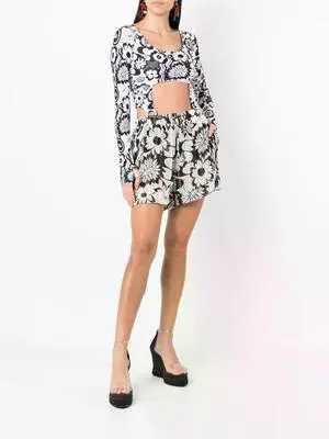 AMIR SLAMA Floral-print Cut-out Top