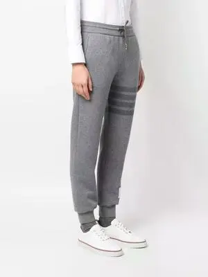 Thom Browne Knitted Track Pants With Side Stripes - Grey