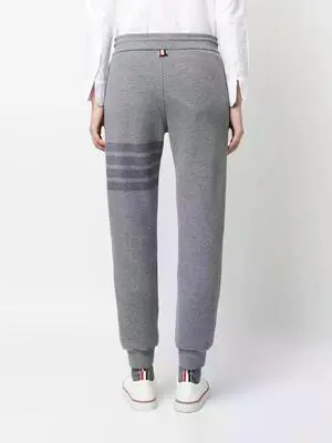 Thom Browne Knitted Track Pants With Side Stripes - Grey