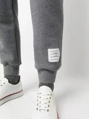 Thom Browne Knitted Track Pants With Side Stripes - Grey