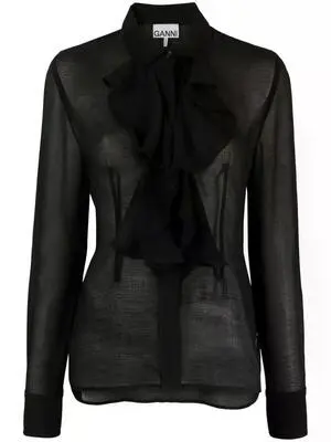 GANNI Ruffled Chiffon Shirt