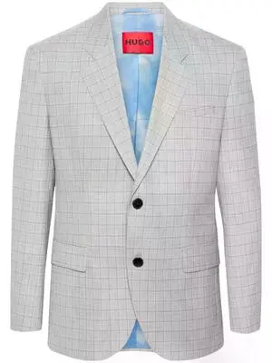 Hugo Plaid-check Single-breasted Blazer - Grey