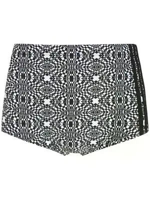 AMIR SLAMA Striped Geometric Print Swimming Trunks - Black