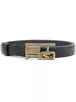 Etro Logo-buckle Leather Belt - Black
