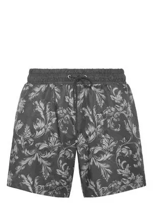 BILLIONAIRE Baroque-print Swim Shorts - Black