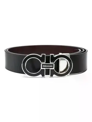 FERRAGAMO Logo-buckle Leather Belt - Black